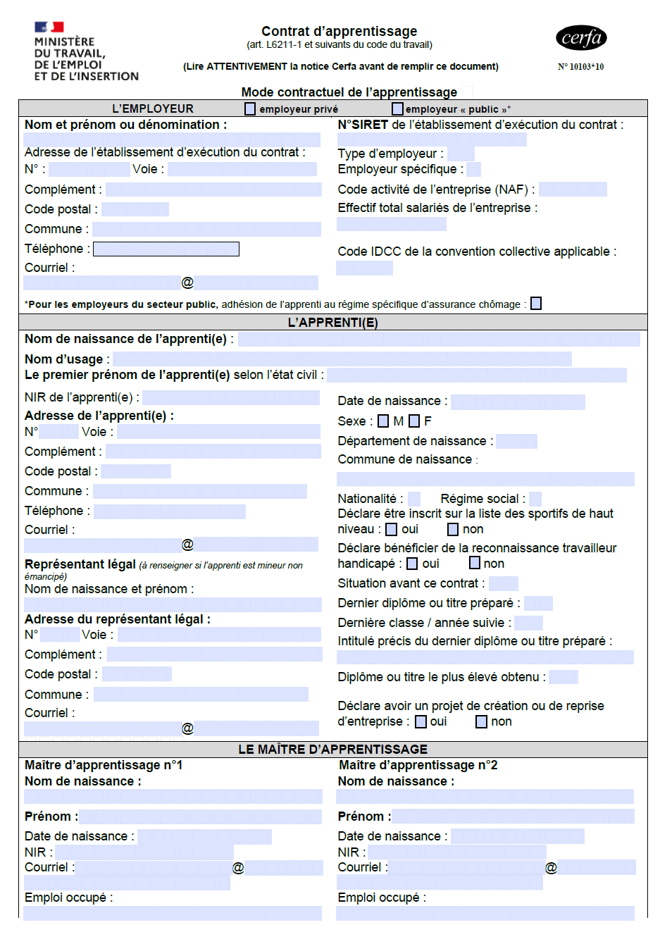 Nouveau CERFA de contrat d'apprentissage - Centre de Gestion de la Gironde